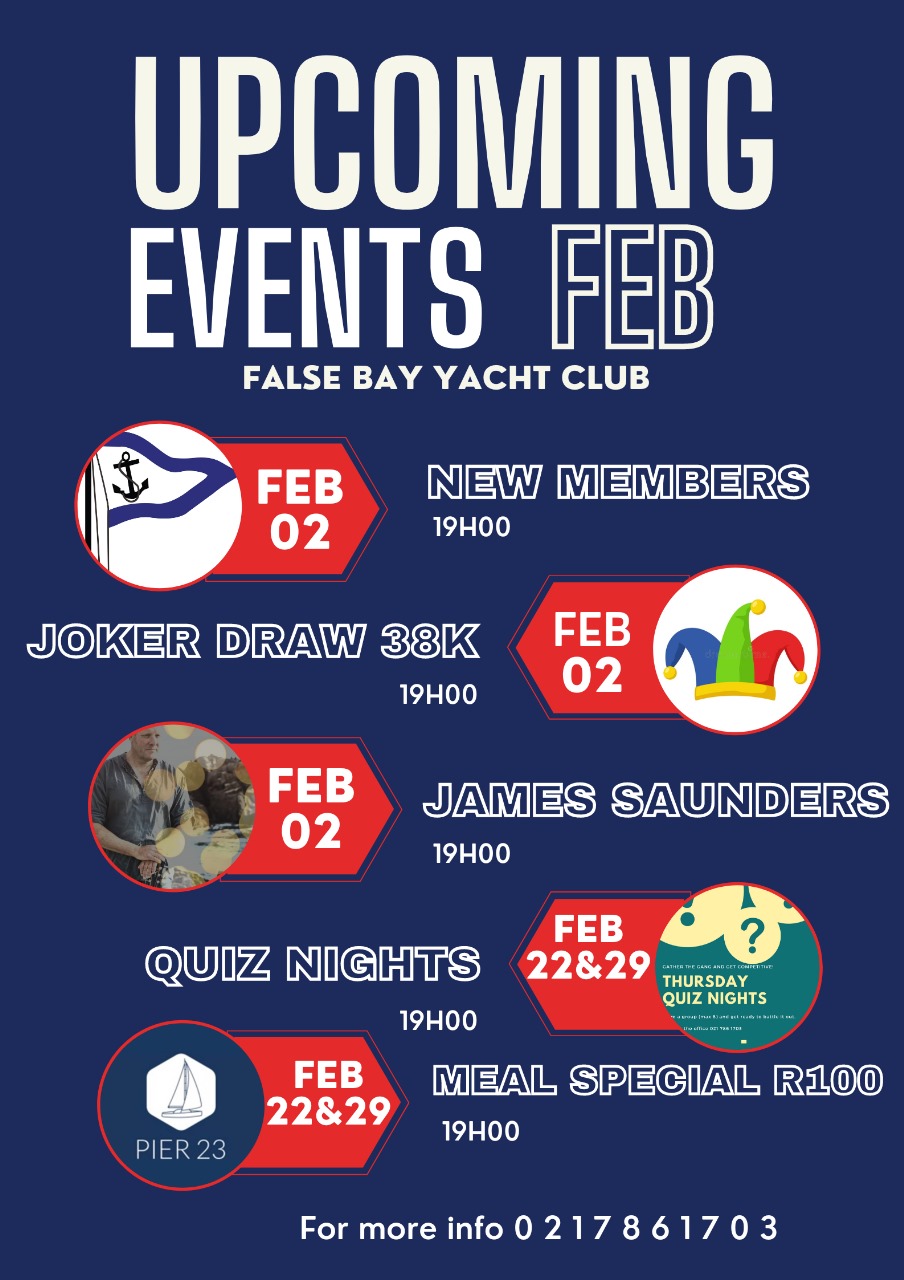 FBYC Events FEB – False Bay Yacht Club